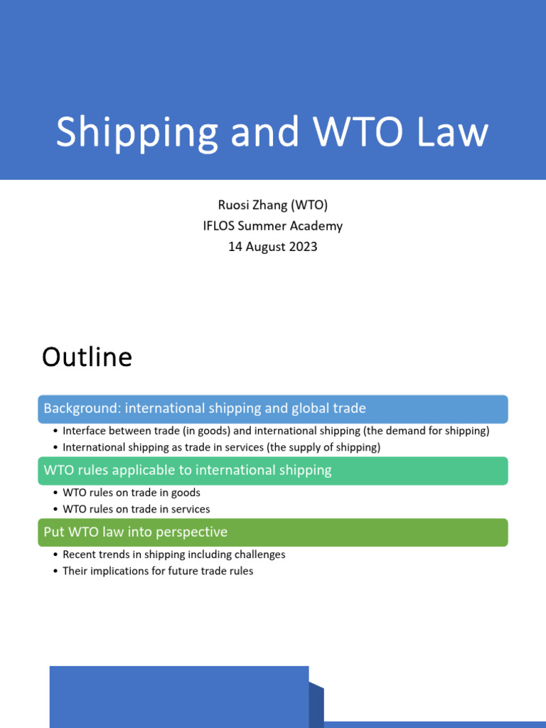 International Shipping and WTO Law 2023 | PDF
