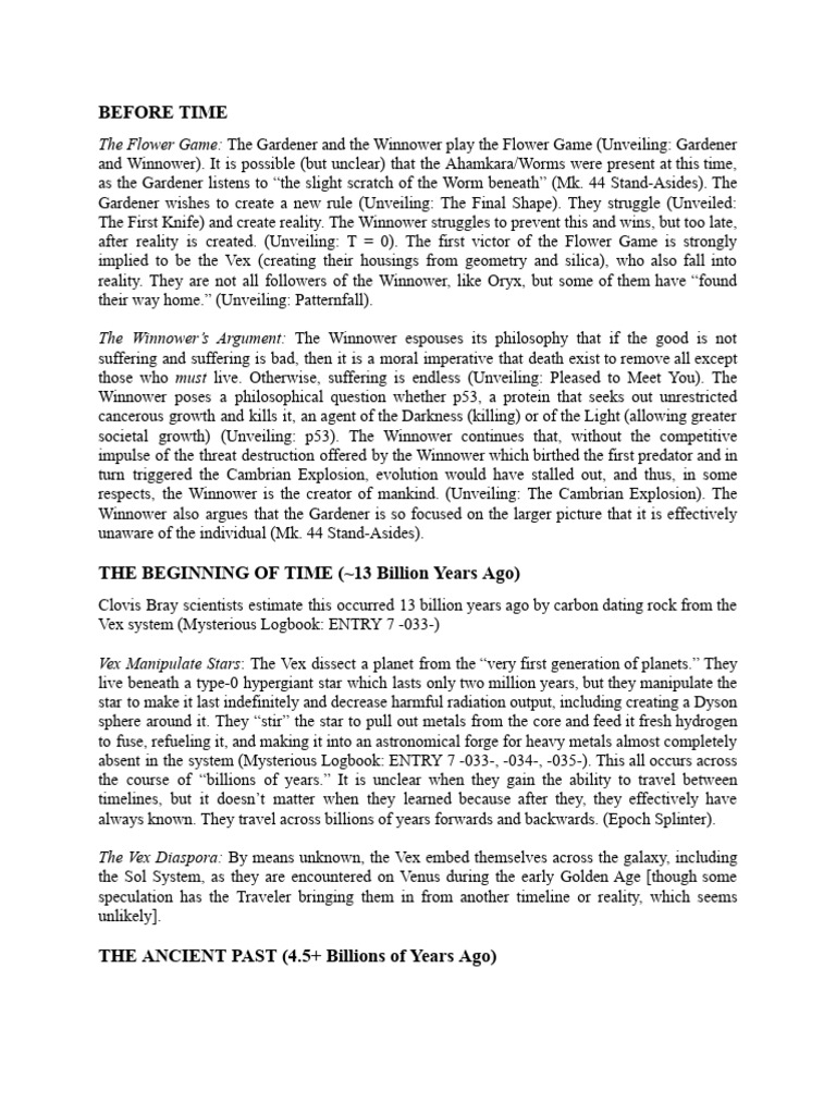 Destiny Timeline (Archived) | PDF