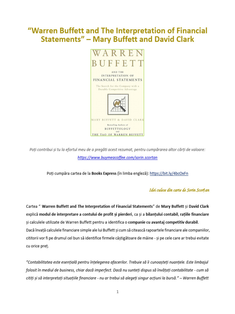 Warren Buffett And The Interpretation Of Financial Statements Mary