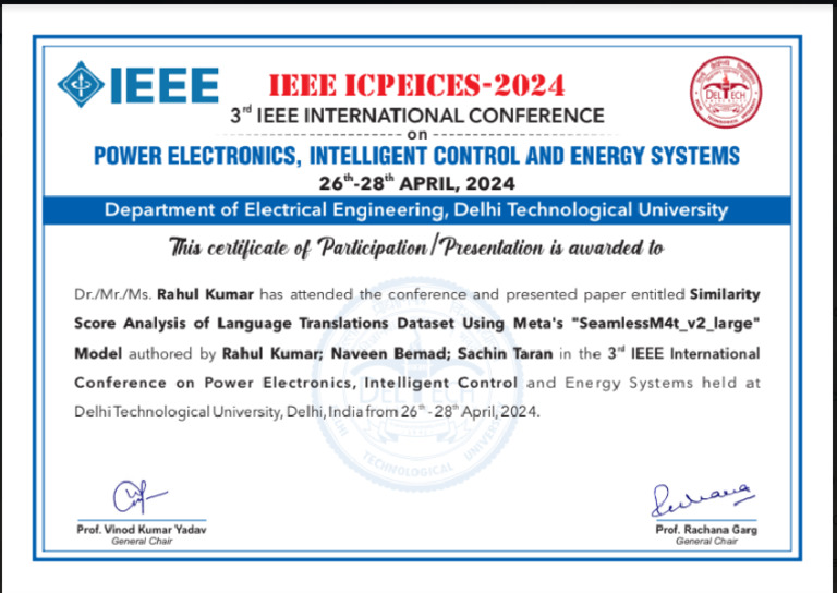 IEEE Certificate | PDF