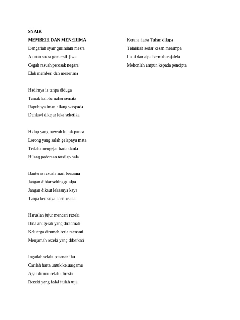 Syair Memberi Dan Menerima | PDF