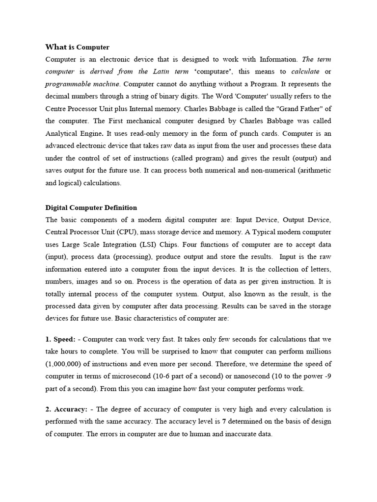 CSC 101 - Introduction To Computer | PDF