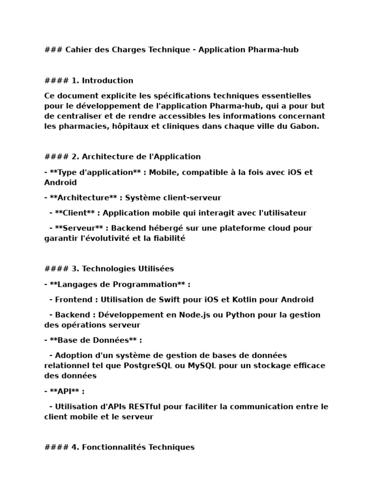 Cahier de Charge Technique | PDF