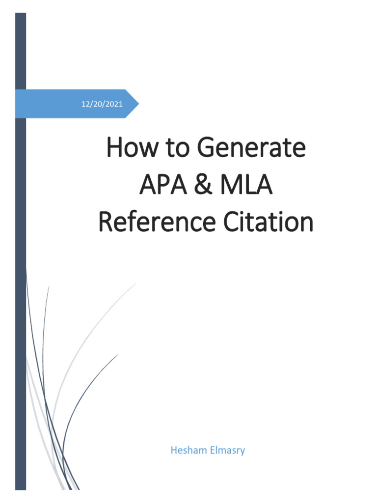 How To Generate APA & MLA Reference Citation | PDF