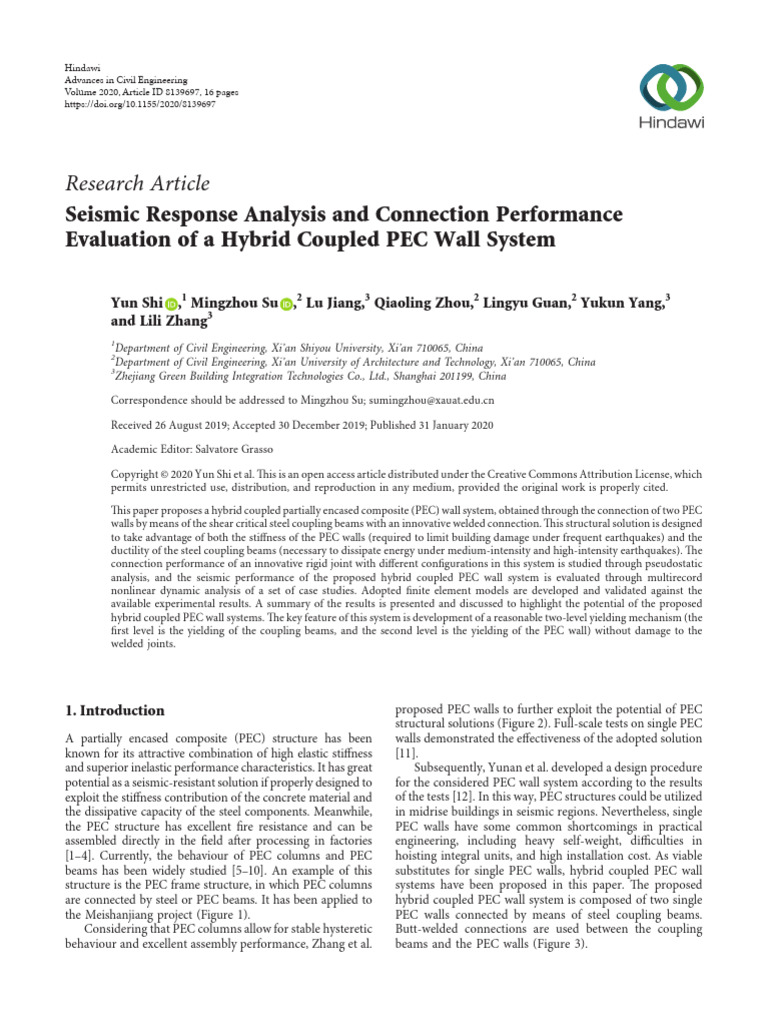 Research Article: Seismic Response Analysis and Connection Performance ...