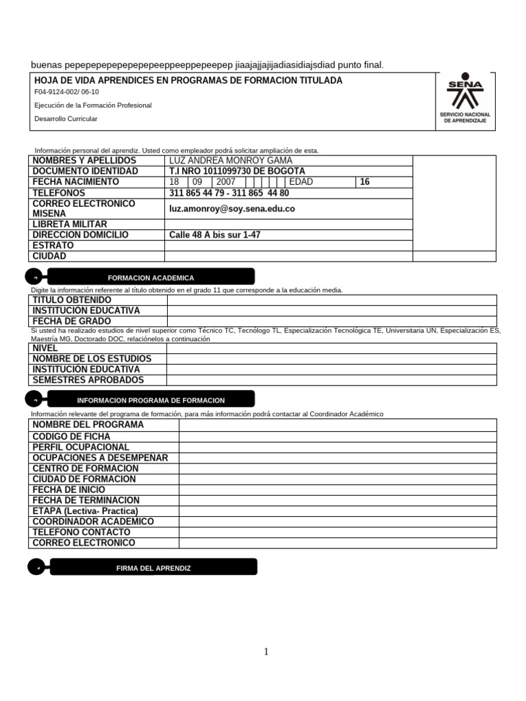 X4-Formato-Hoja-De-Vida-Sena-Word EP | PDF