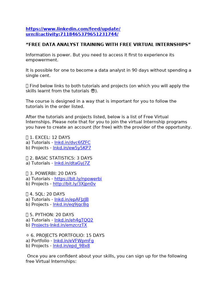 DATA ANALYST ROAD MAP LINKED IN | PDF