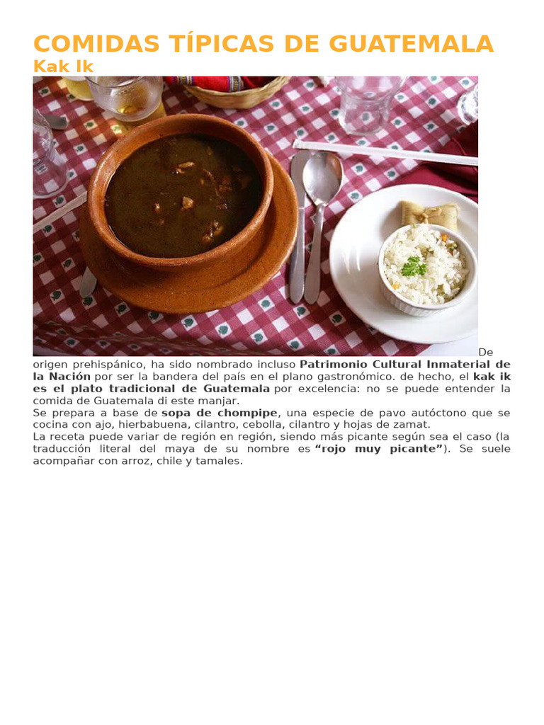 Comidas Típicas de Guatemala | PDF