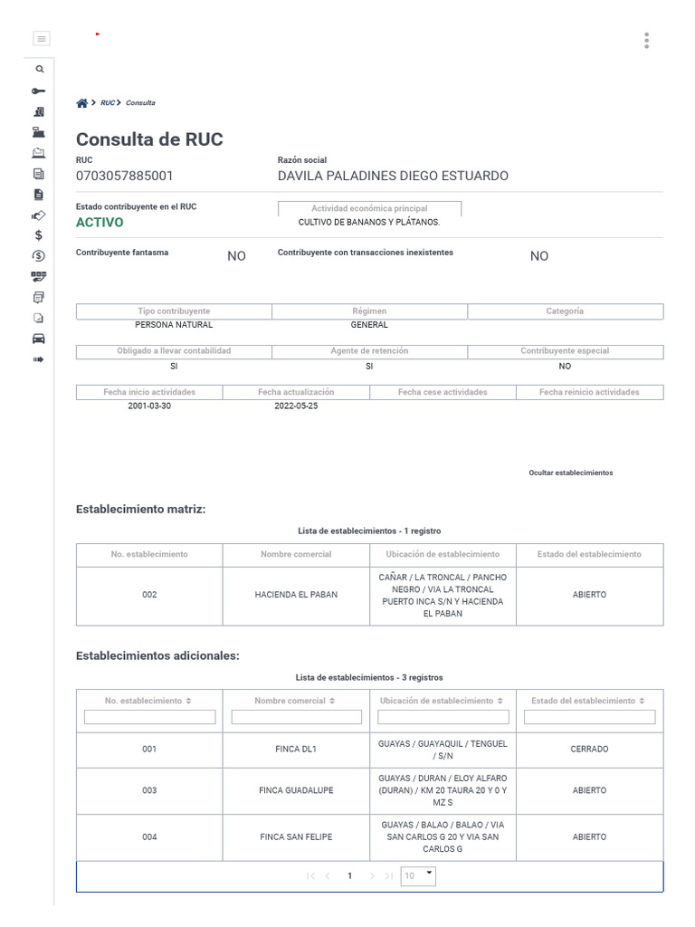 SRI en Línea - Consulta de RUC | PDF