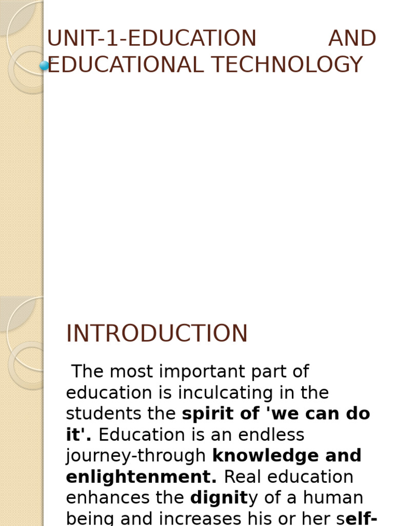 Unit-1-Education and Educational Technology | PDF | Nursing | Teachers