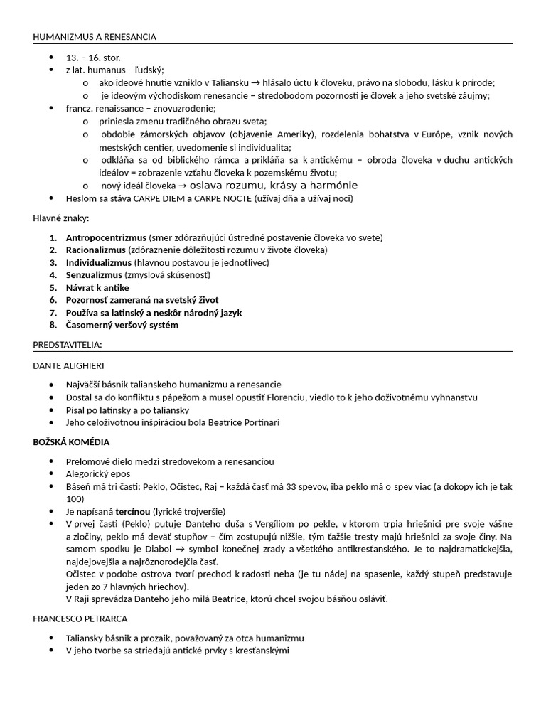 Humanizmus A Renesancia - Iup | PDF