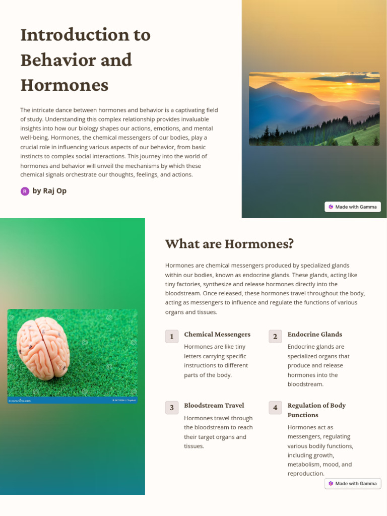 Introduction To Behavior and Hormones | PDF