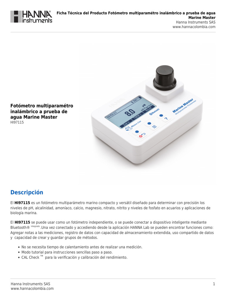 Ficha tecnica Marine Master HI 97115 | PDF