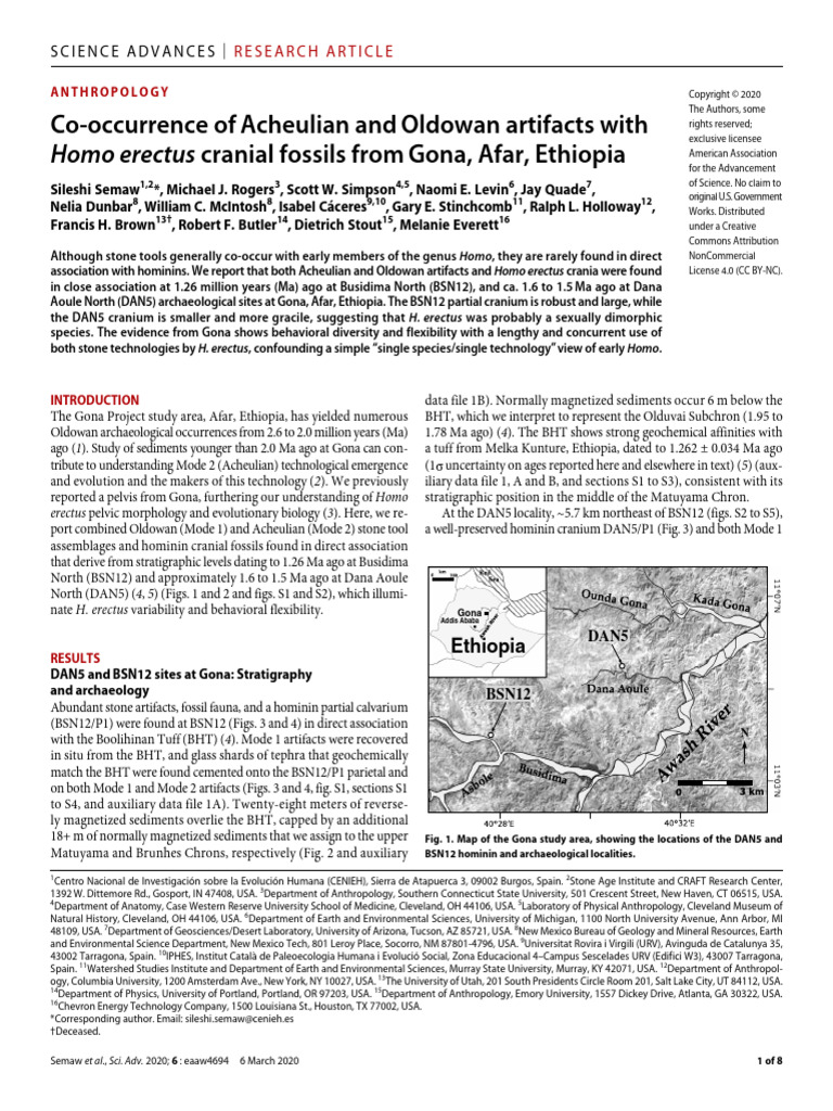 Co-Occurrence of Acheulian and Oldowan Artifacts W | PDF