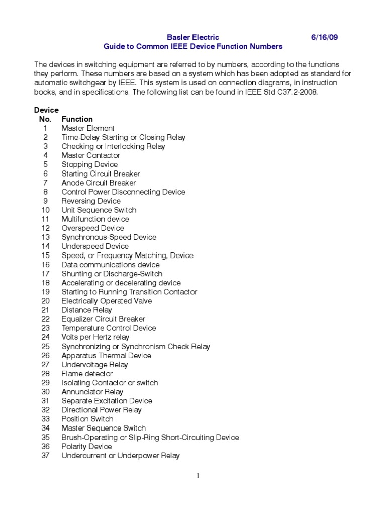 IEEE Device Numbers | PDF