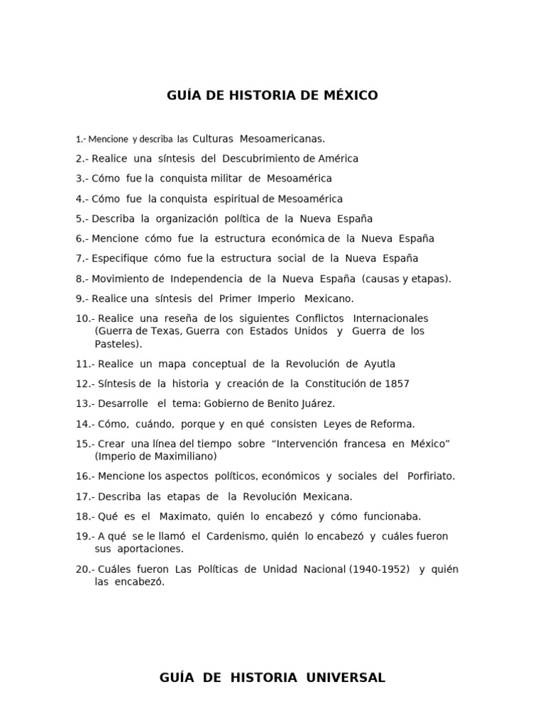 Guia Historia Universal | PDF