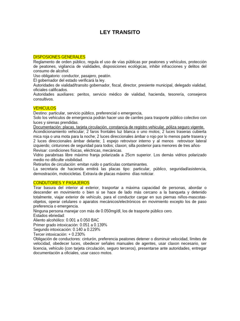 1 Ley Transito | PDF