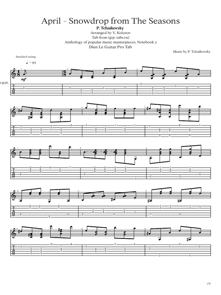 P. Tchaikovsky - April - Snowdrop From The Seasons Arr For Classical ...