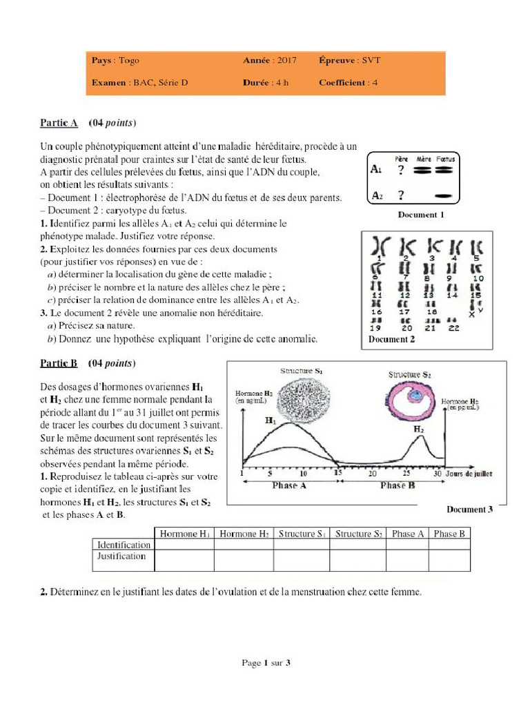 BAC 2017 SVT Série D | PDF