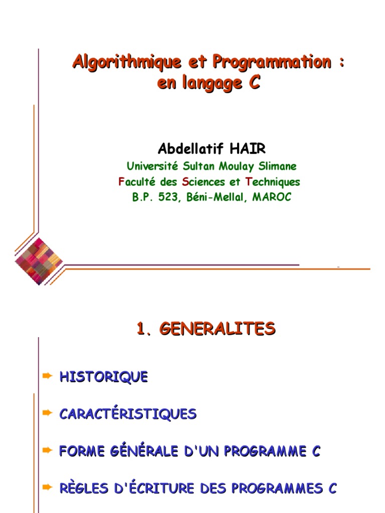 Introduction à l'Algorithmique en C | PDF | C (Langage de programmation) | Programme informatique