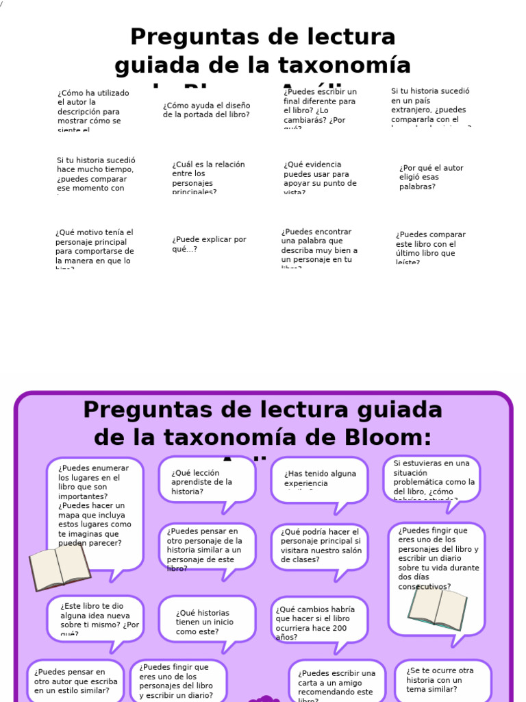 Preguntas de Lectura Guiada Segun La Taxonomia de Bloom - Ver - 1 | PDF