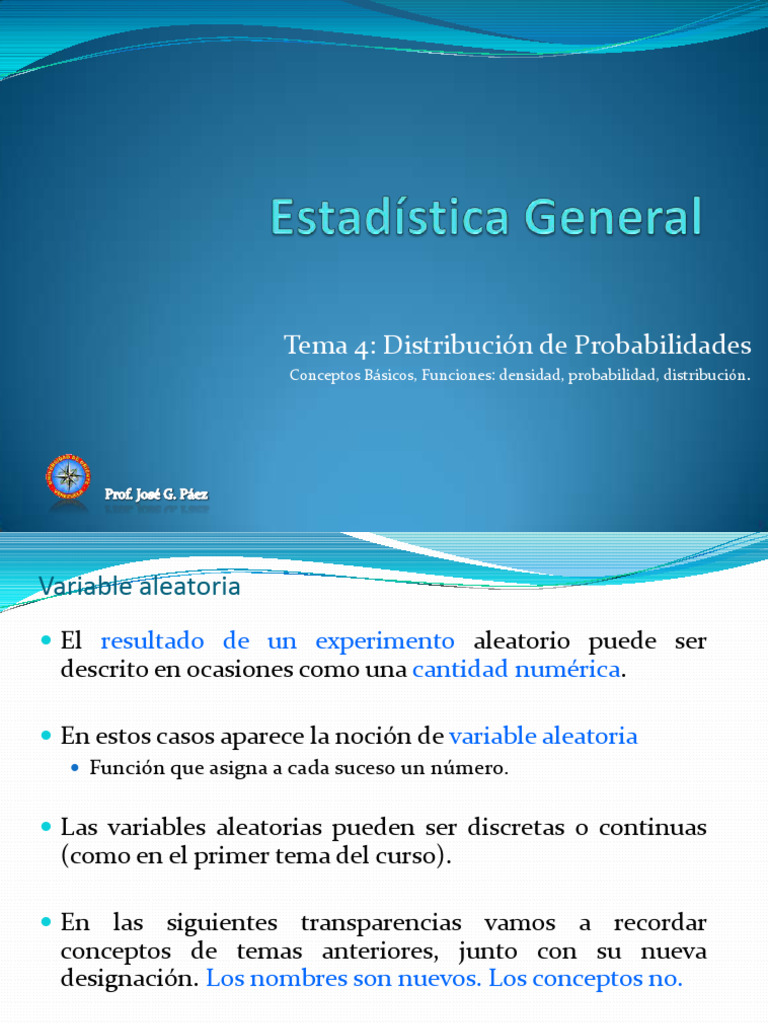 Estadistica General - Distribucion de Probabilidades | PDF