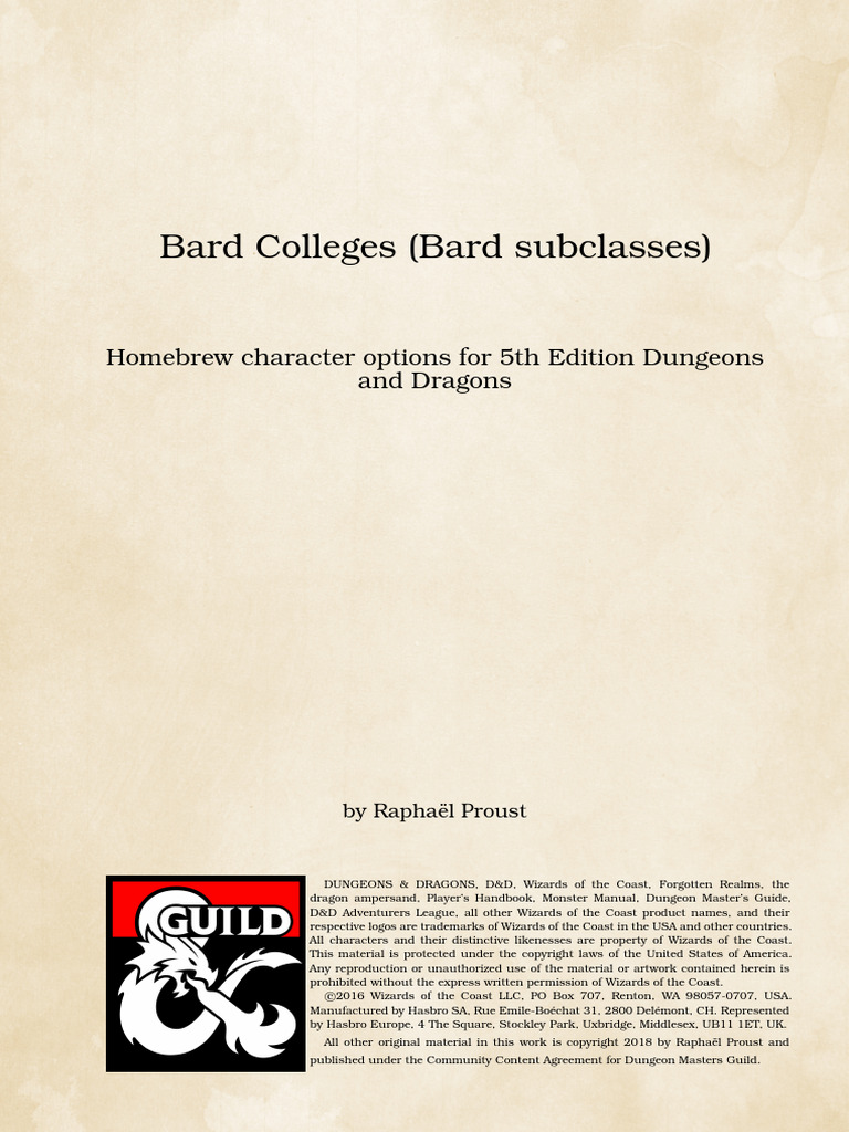 Bard Subclasses | PDF
