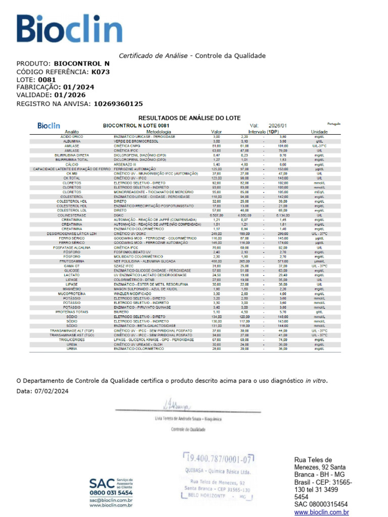 Certificado Biocontrol N Lote 0081 | PDF