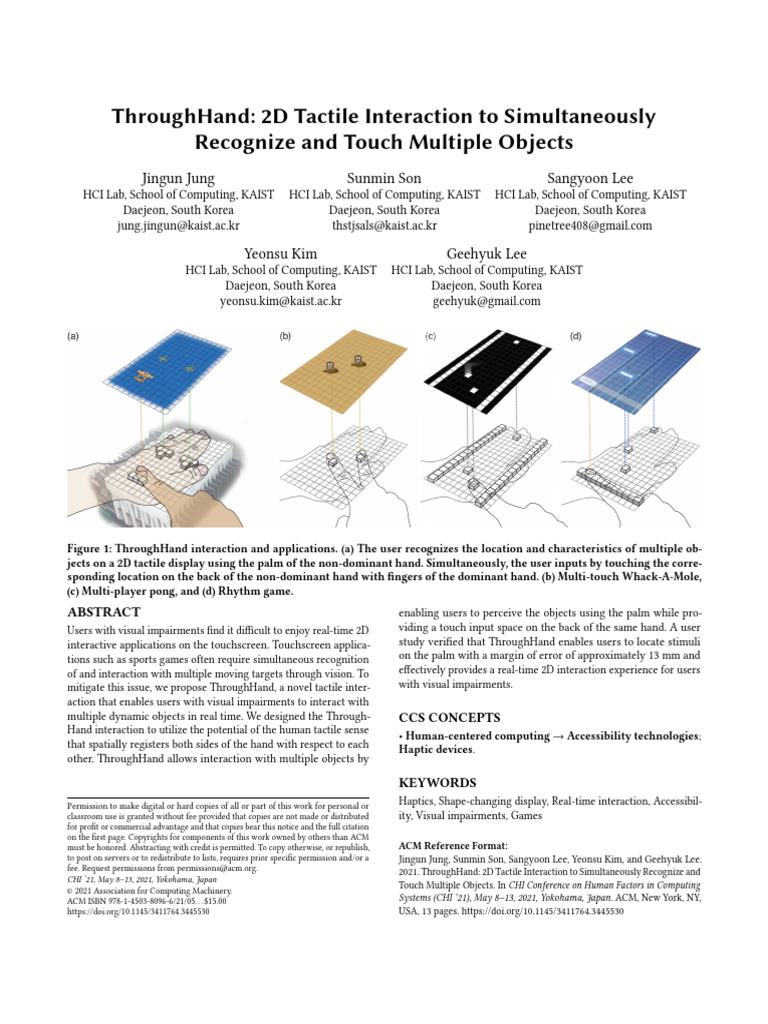 Throughhand: 2D Tactile Interaction To Simultaneously Recognize and ...