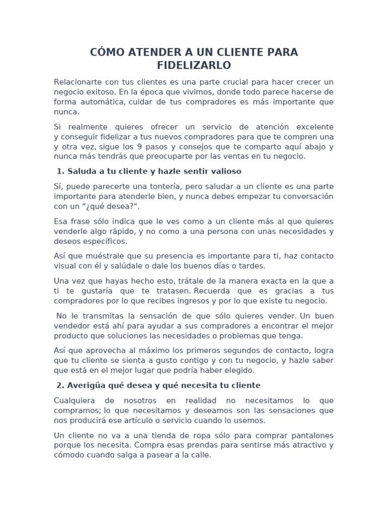 Formas de Tratar Un Cliente Semana 10 | PDF