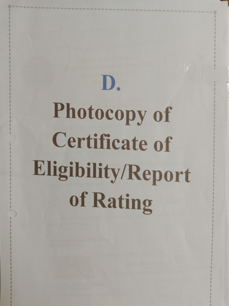 D Certificate PRC Rating Cover | PDF