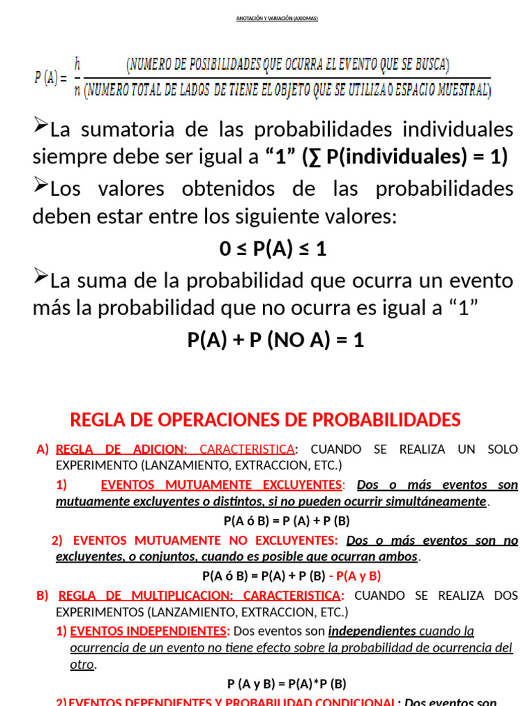 Axiomas y Reglas de Operaciones Con Prob. | PDF