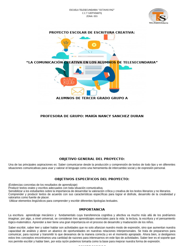 Proyecto de Escritura Creativa - Nancy | PDF