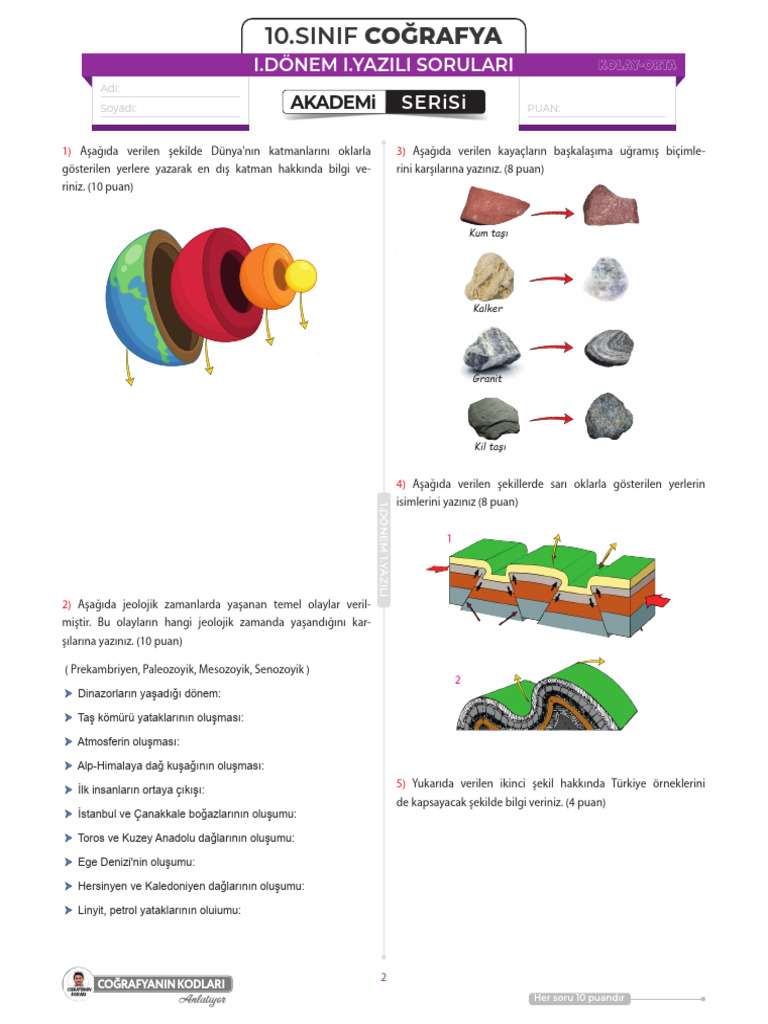 10 Sinif Cografya 1 Donem 1 Yazili 2022 2023 pdf2022155817 | PDF