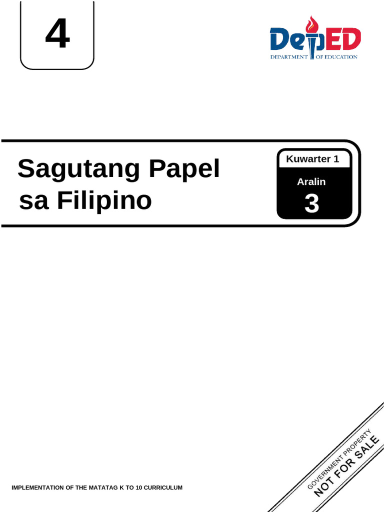 Q1 - WS - Filipino 4 - Lesson 3 - Week 3 | PDF | Cultural Assimilation ...