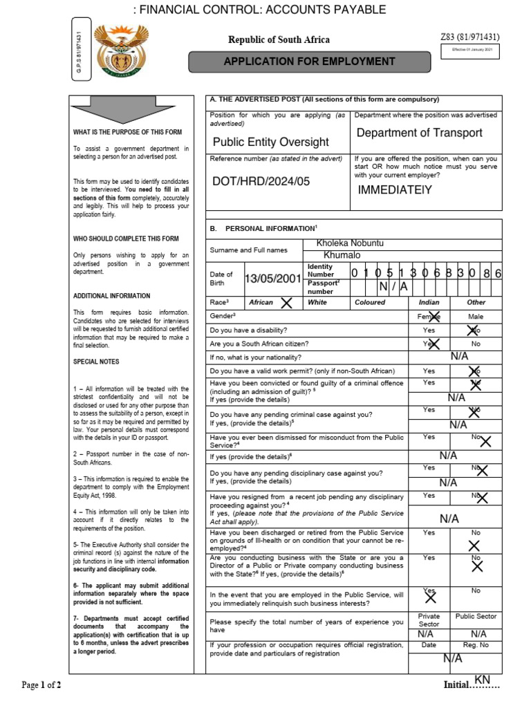 Z83 Form New | PDF | Criminal Record | Justice