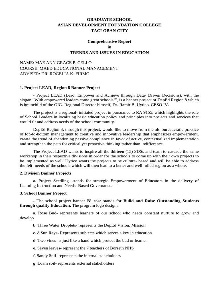 Comprehensive Report (Masteral) | PDF
