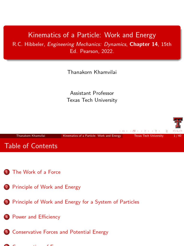 CH 14 Kinematics of A Particle Work and Energy | PDF