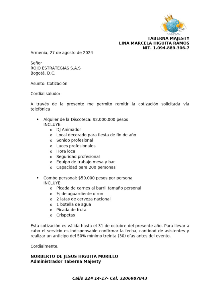 Formato Cotización Ejemplo | PDF