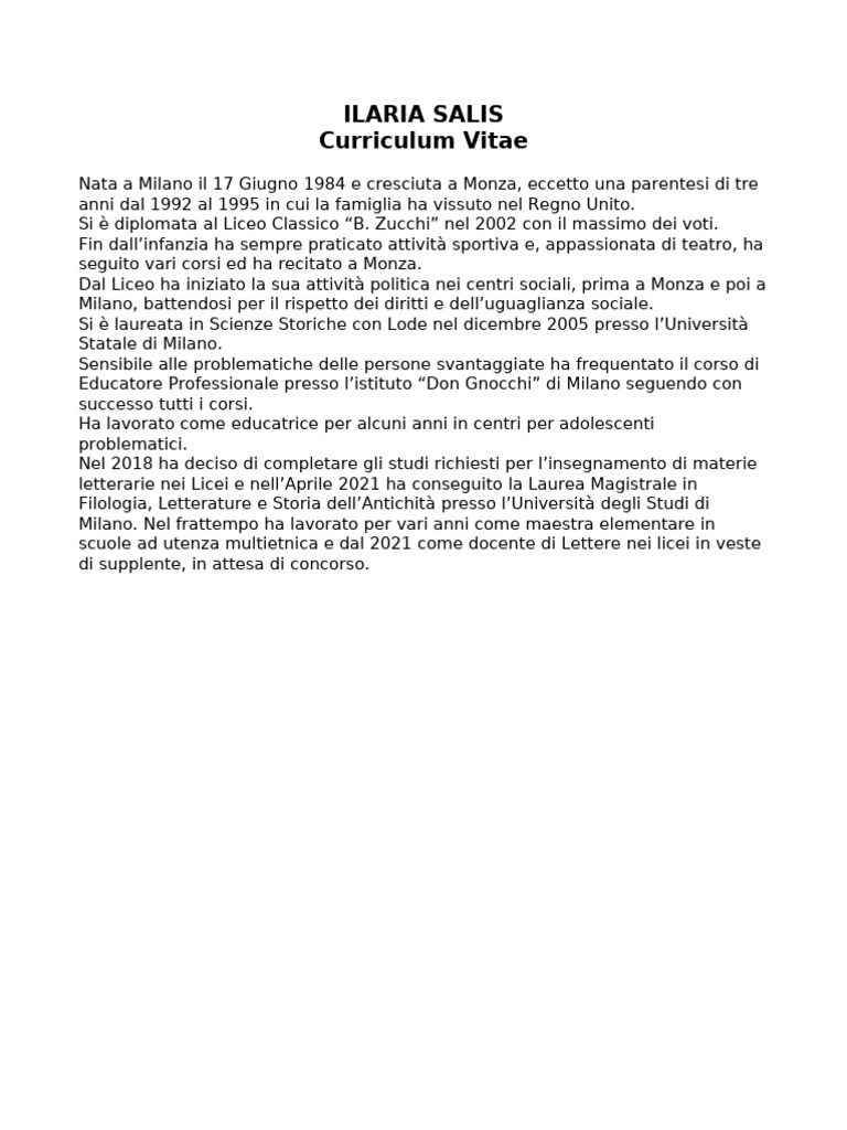 Ilaria Salis 20240524 CV | PDF