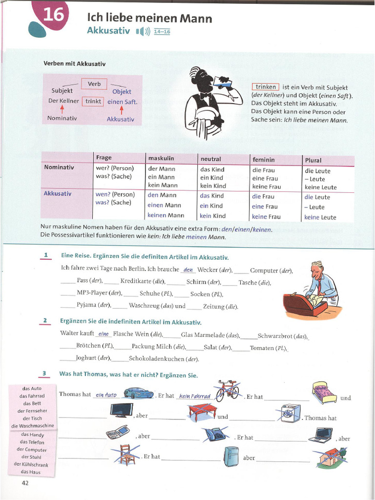 Akkusativ, Dativ, Possessivpronomen - Grammatik Aktiv A1 - B1 | PDF