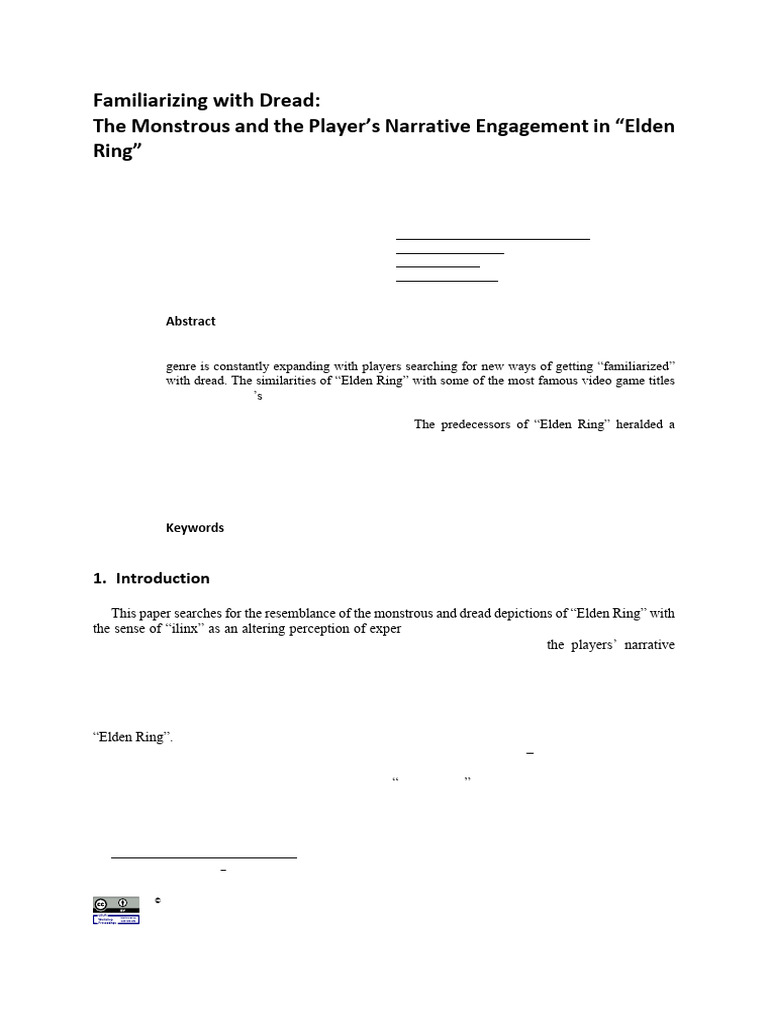 Familiarizing With Dread The Monstrous and The Players' Narrative ...