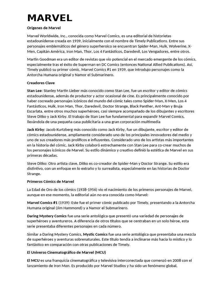 Orígenes de Marvel | PDF