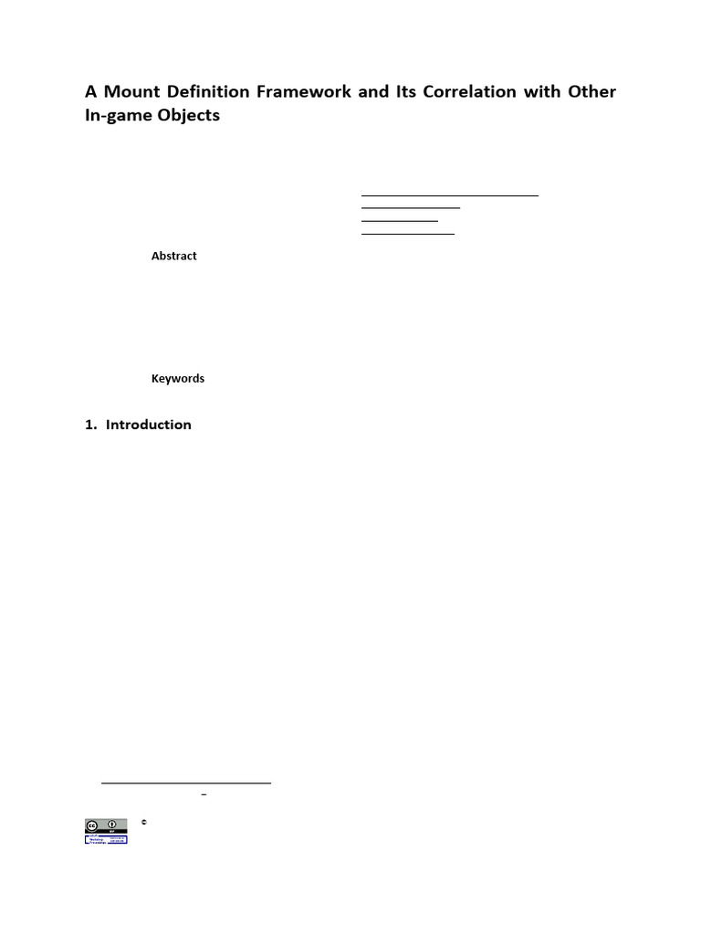 A Mount Definition Framework and Its Correlation With Other In-Game ...