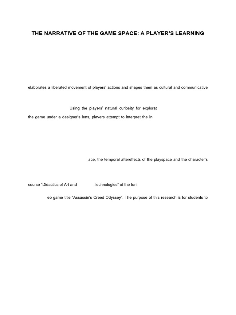 The Narrative of the Game Space A Player's Learning Journey | PDF The Narrative of the Game Space A Player's Learning Journey | PDF