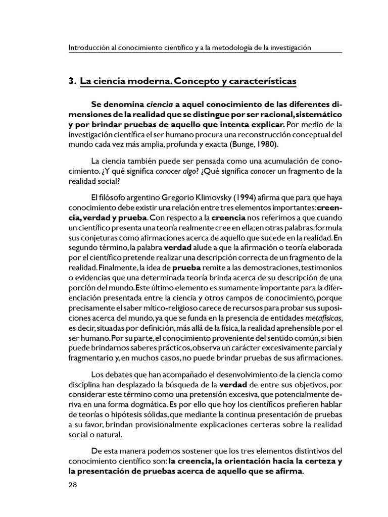 La Ciencia Moderna. Concepto y Caracterã Sticas | PDF