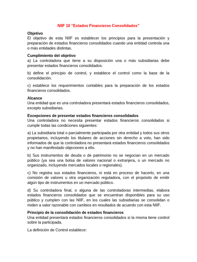 Resumen NIIF 10 | PDF