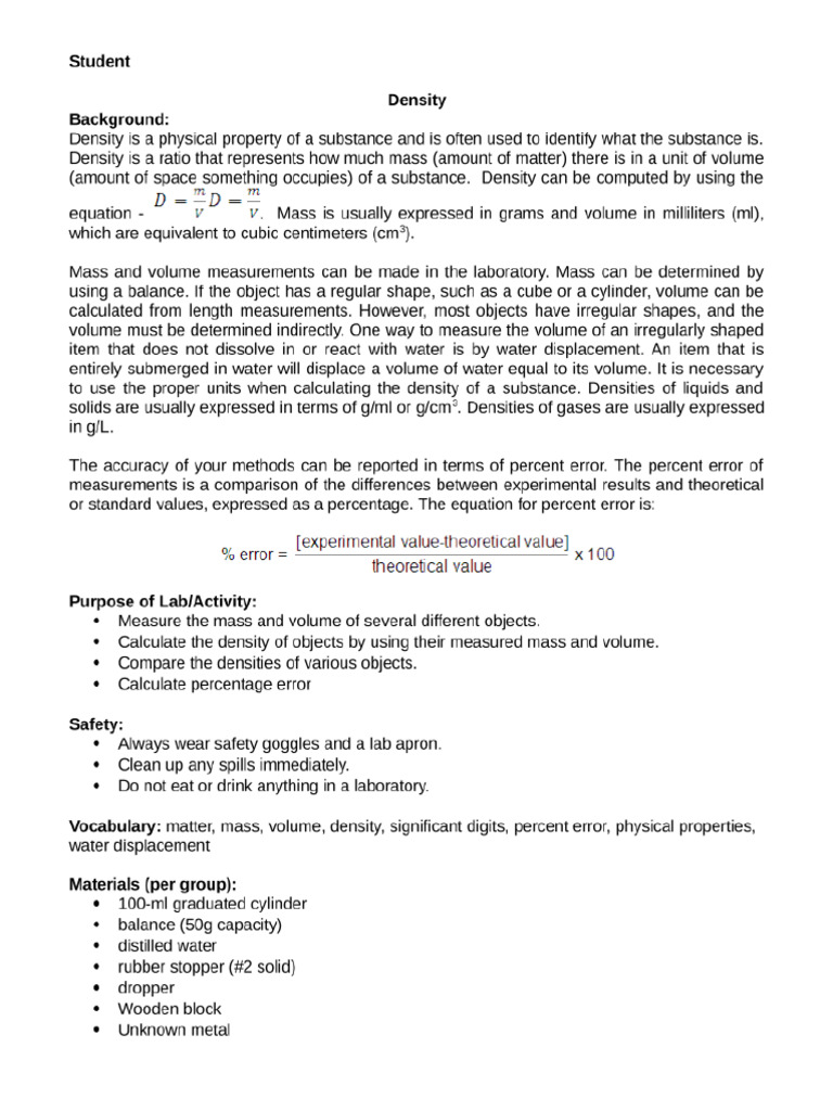 Density Lab | PDF