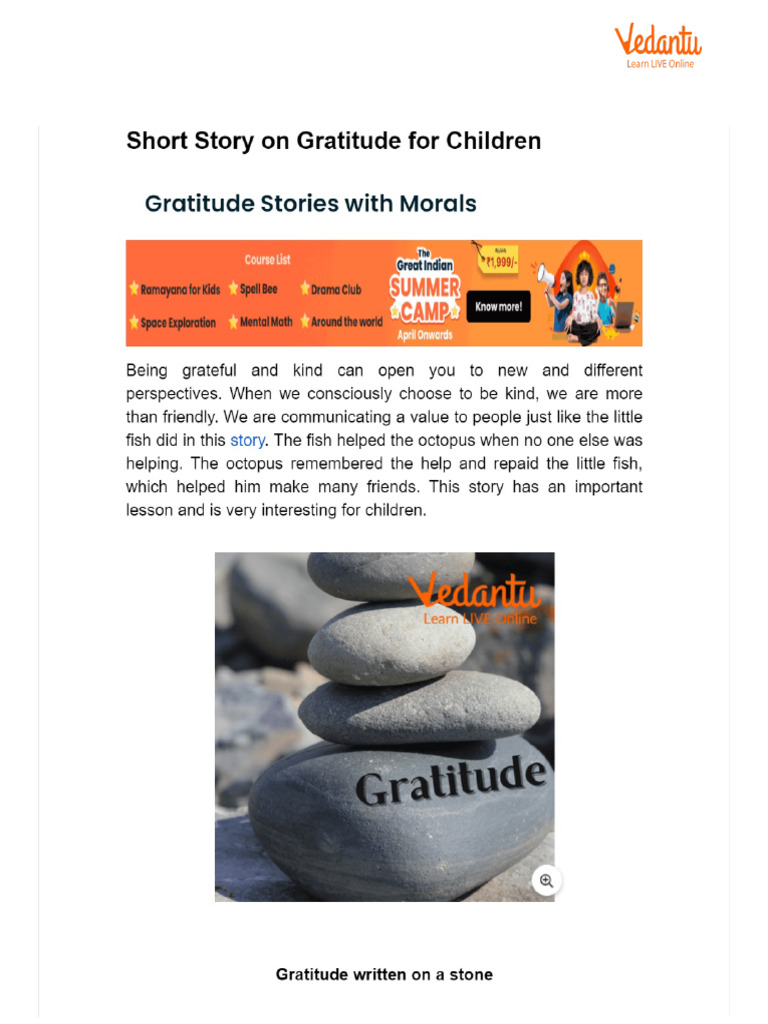 Short Story on Gratitude for Children | PDF