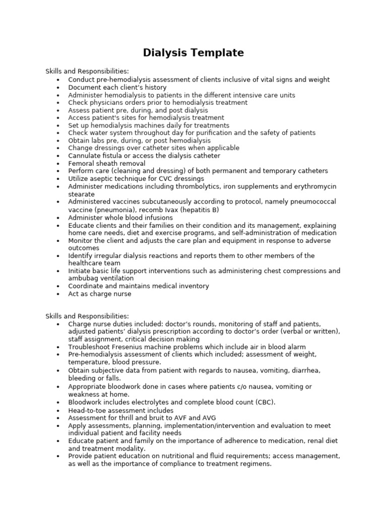 Dialysis Template | PDF